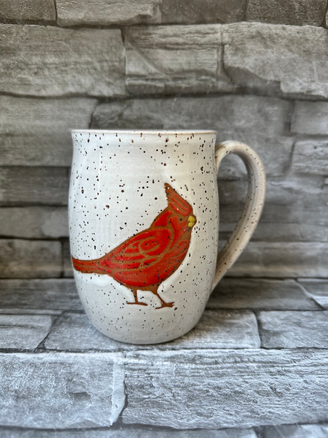 No. 8 Pottery Mug, Cardinal Mug, Cardinal Coffee Mug, Bird Coffee Mug ...