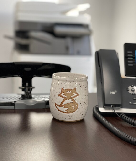 Pottery Mug Foxy Mug White Mug Fox Mug Cute Fox Coffee - Etsy