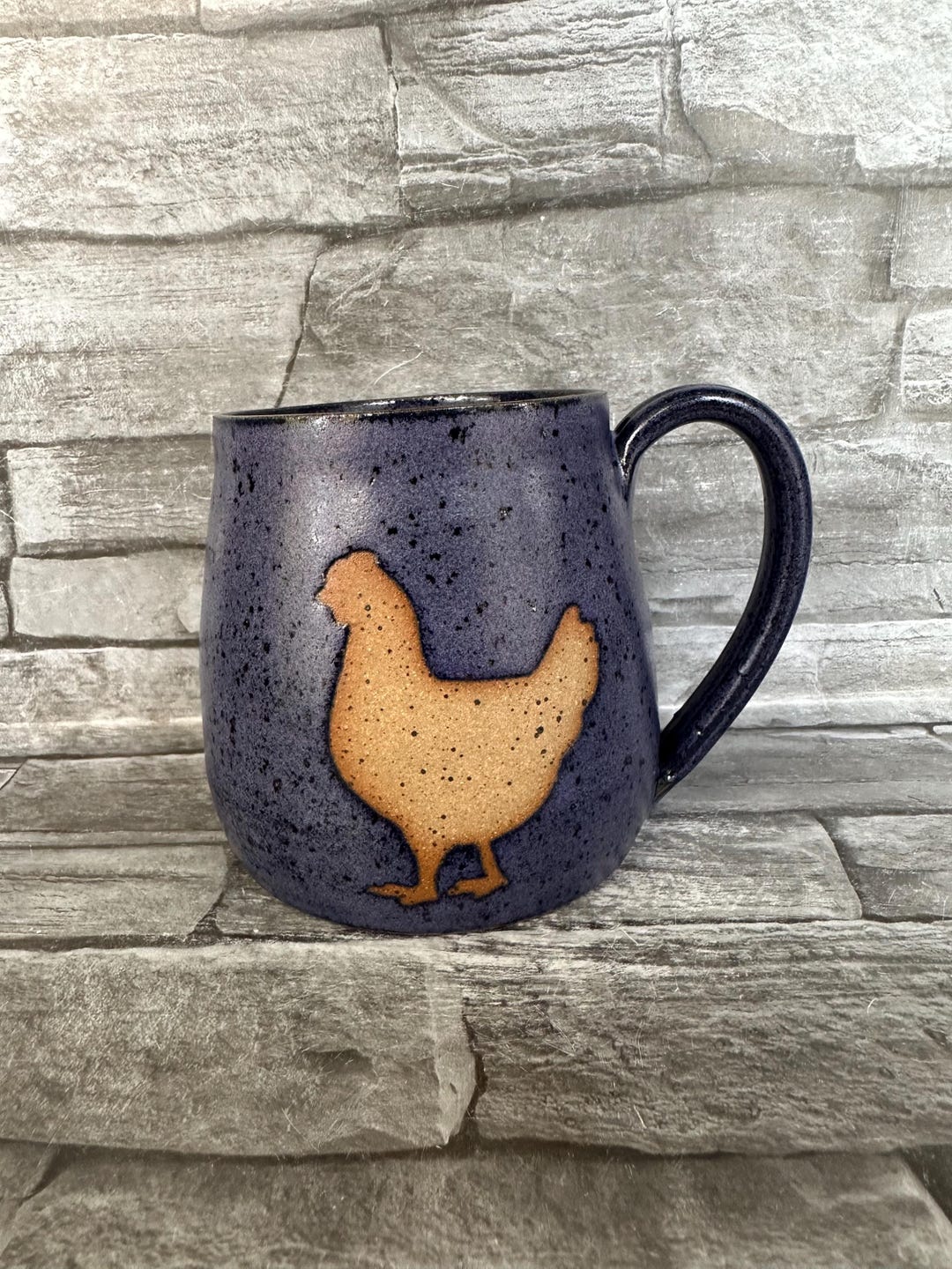 Purple Pottery Mug, Chicken Mug, Hen Tea Cup, Bird Coffee Mug, Hen ...