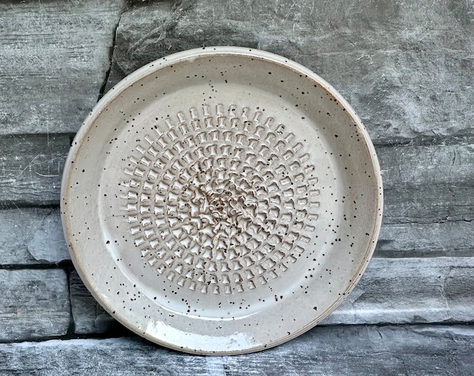 Handmade Ceramic Garlic and Vegetable Rub Plate and Brush Optional ...