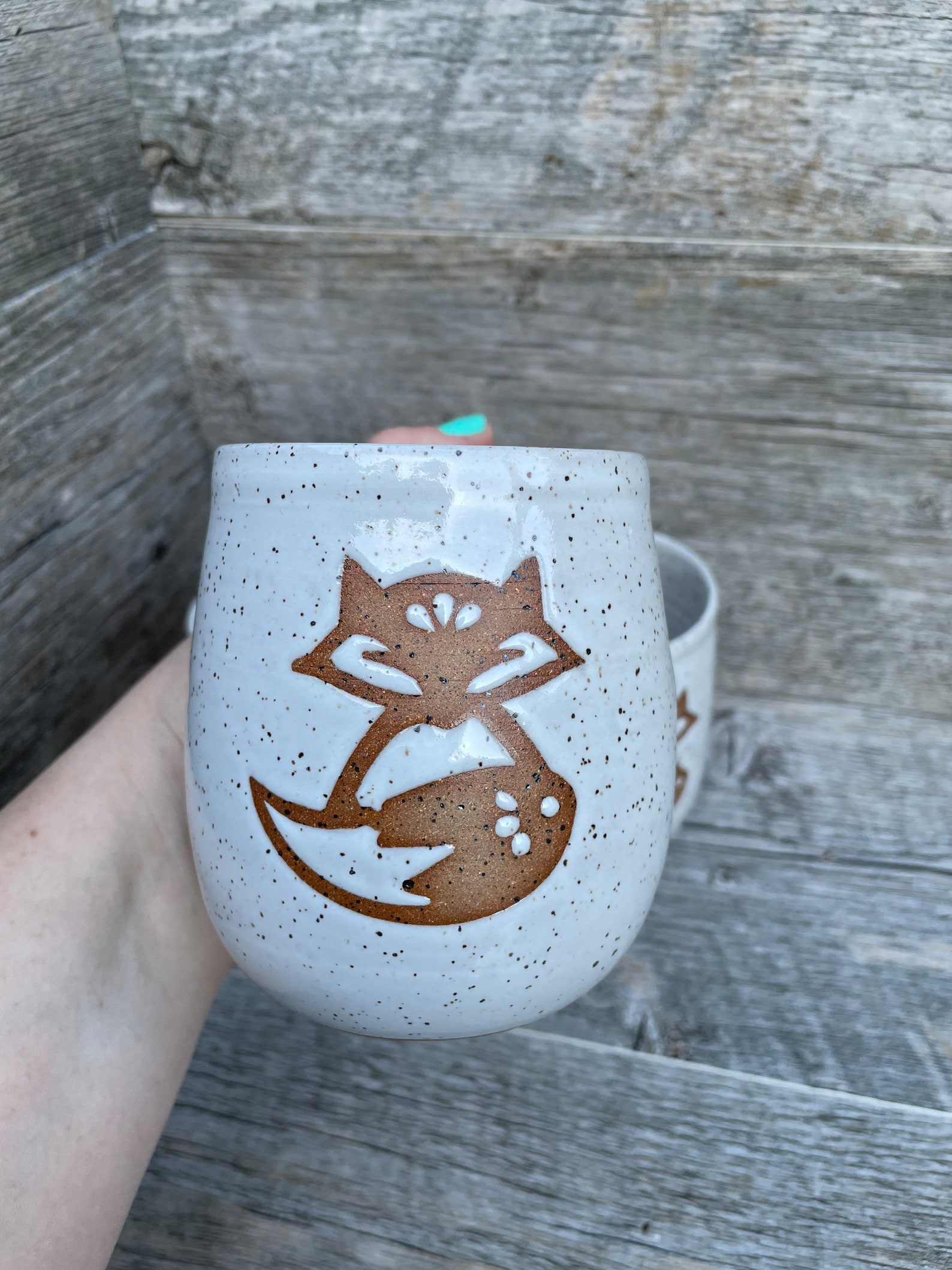 Pottery Mug Foxy Mug White Mug Fox Mug Cute Fox Coffee - Etsy
