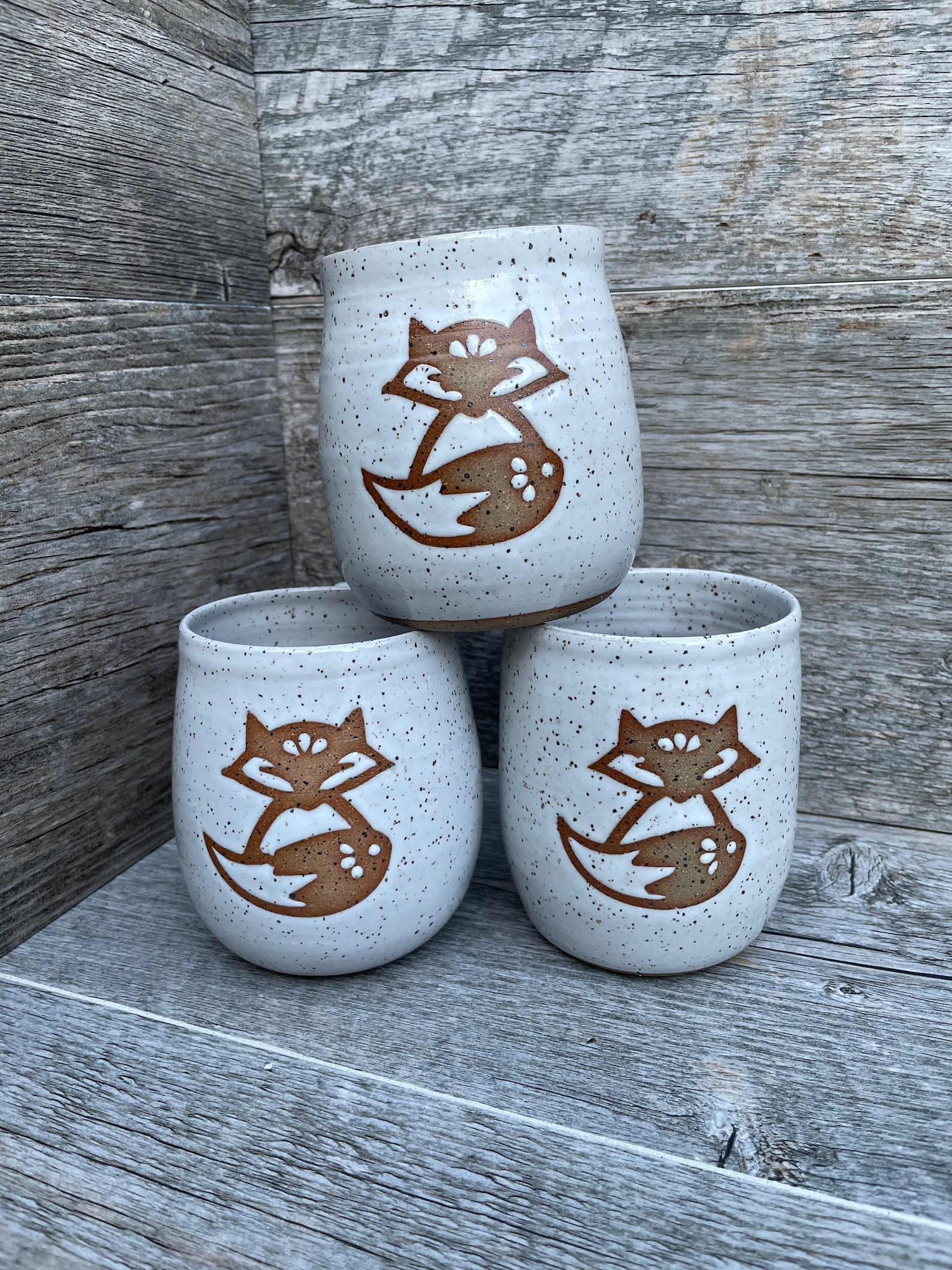 Pottery Mug Foxy Mug White Mug Fox Mug Cute Fox Coffee - Etsy