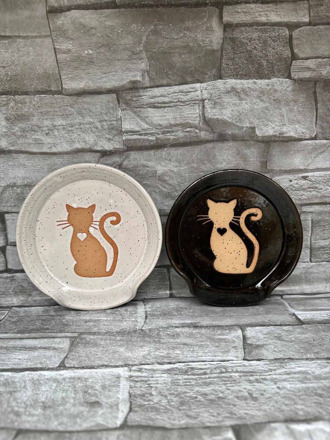 Cat Spoon Rest, Kitty Cat Spoon Rest, Black Cat, White Cat Spoon Rest ...