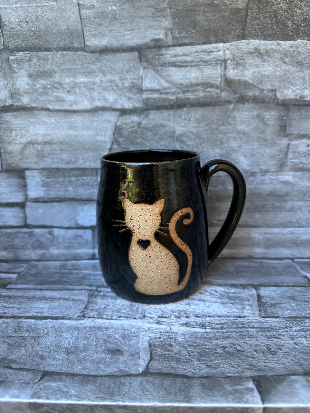 Pottery Mug, Cat Mug, Black Cat Mug, Kitty Mug, Kitty Cat Mug, Cute Cat ...