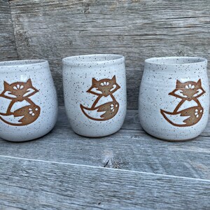 Pottery mug Foxy mug white mug fox mug cute fox coffee | Etsy
