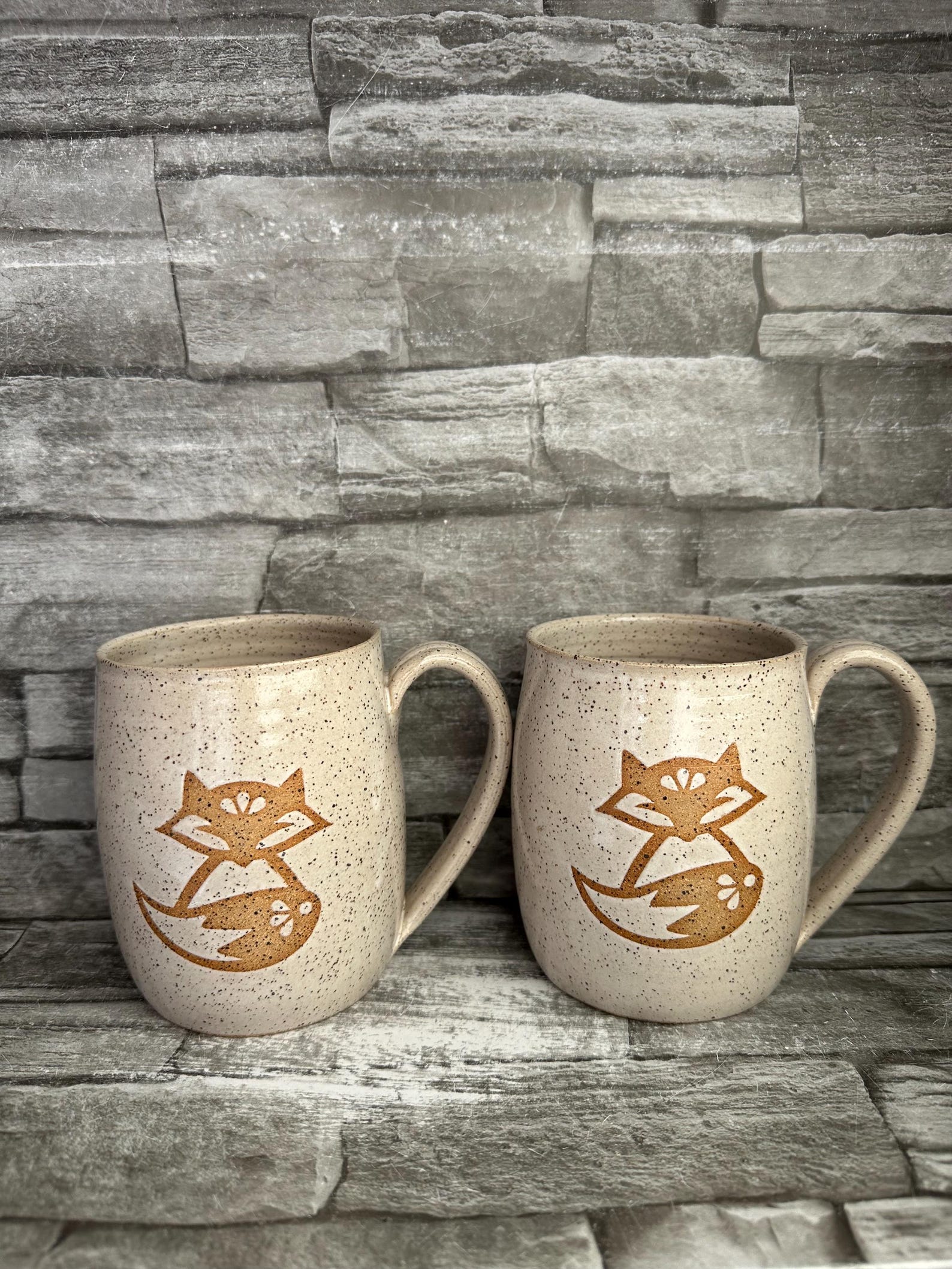Pottery Mug, Foxy Mug, White Mug, Fox Mug, White Fox Coffee Mug, Black ...
