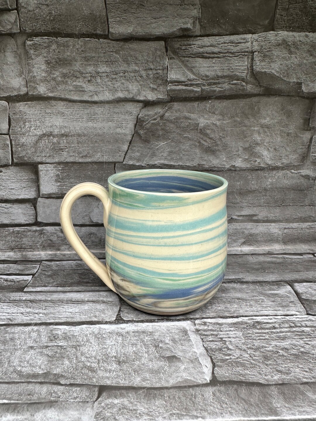No 2 Marbled Mug Blue Marble Mug Pottery Mug Marbled - Etsy