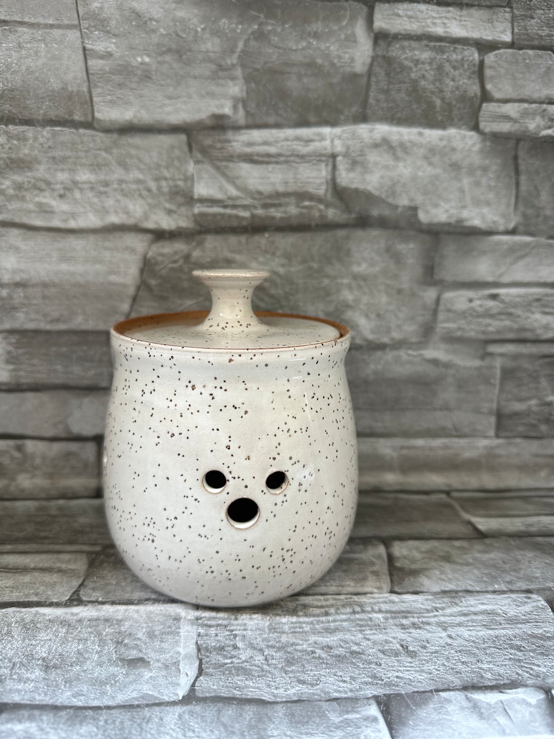 No 1 Garlic Jar, Pottery Garlic Jar, Garlic Keeper, Lidded Pot ...