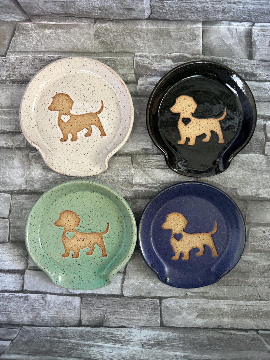 Dachshund Spoon Rest – Speckled Clay Weiner Dog Holder - Etsy