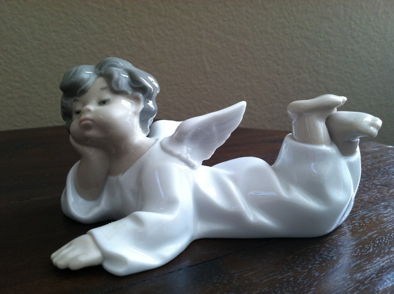 Lladro Angel Laying Down Figurine Statue | Etsy