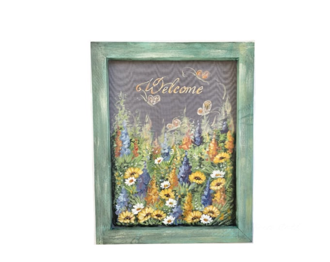 Welcome Wild Flowers,hand Painted Window Screen, - Etsy