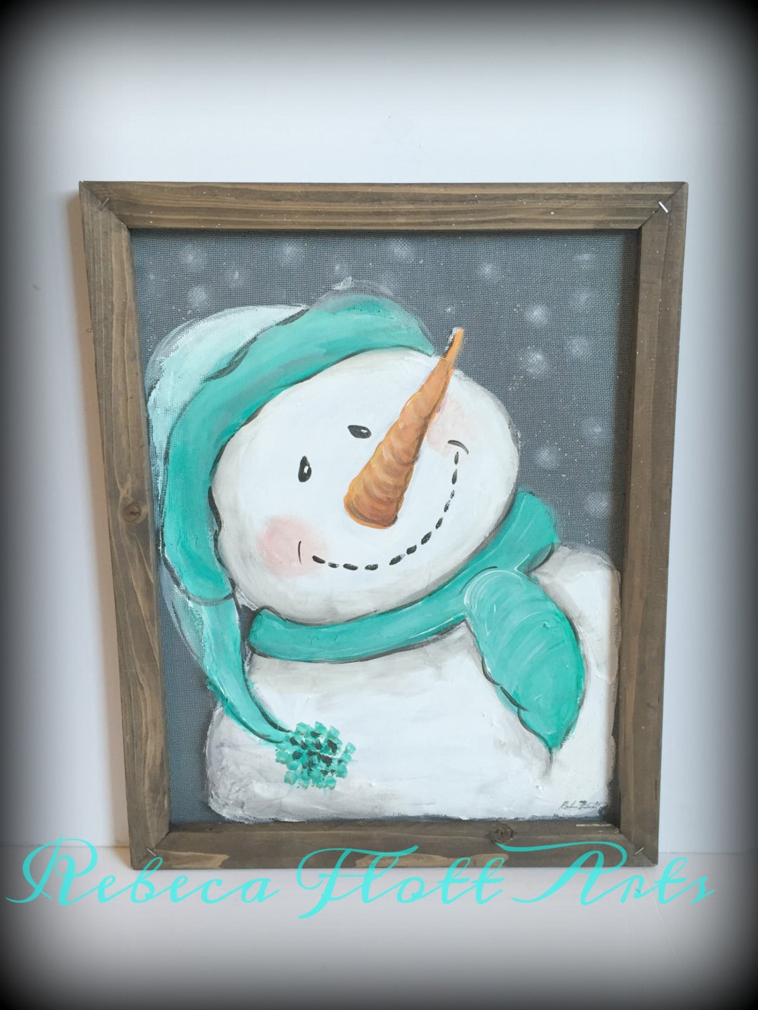 Snowman,hand Painted Window Screen,wall Art,indoor and Outdoor Art, - Etsy