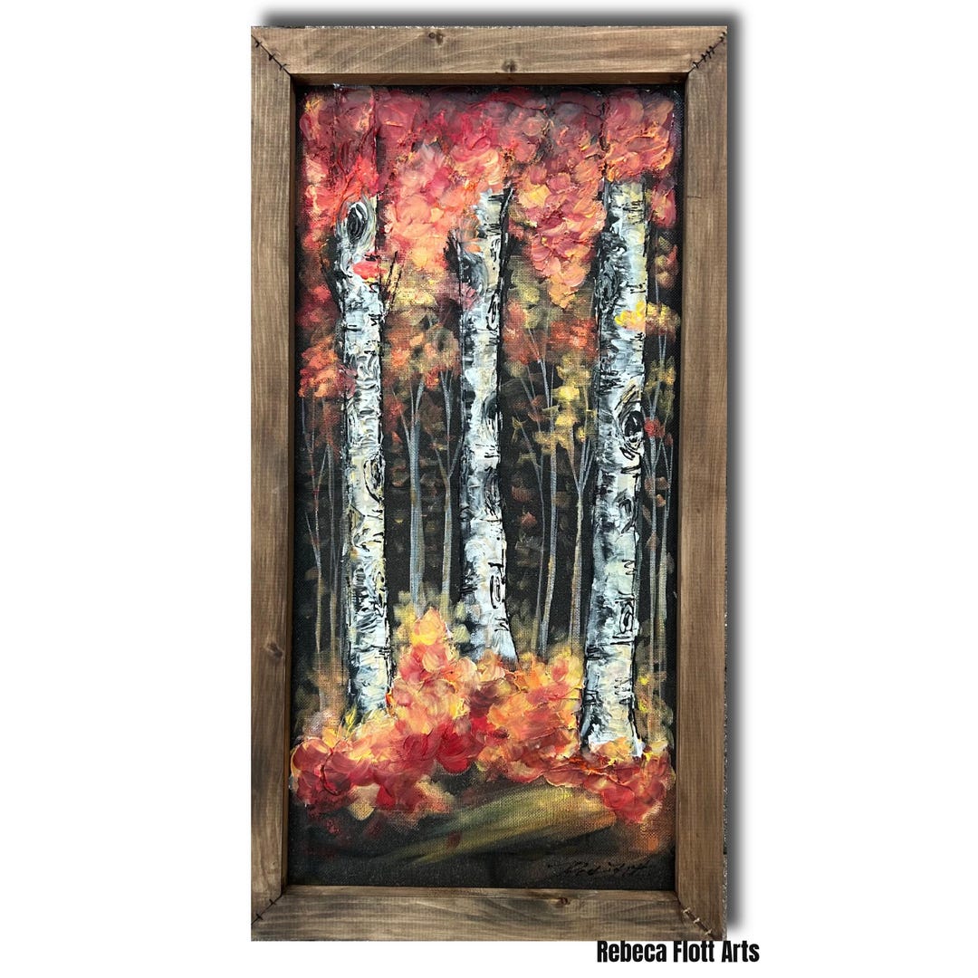 Hand Painted Aspen Tree Screen Art: Rustic Fall Decor (16x30 Inches) - Etsy