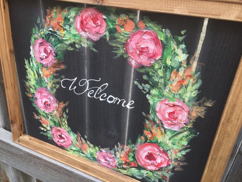 Welcome Sign Welcome Spring Window Screen Art Hand | Etsy
