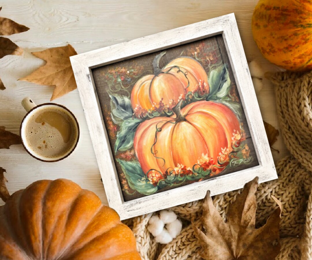 Hand Painted Pumpkin Screen Art: Rustic Fall Decor - Etsy