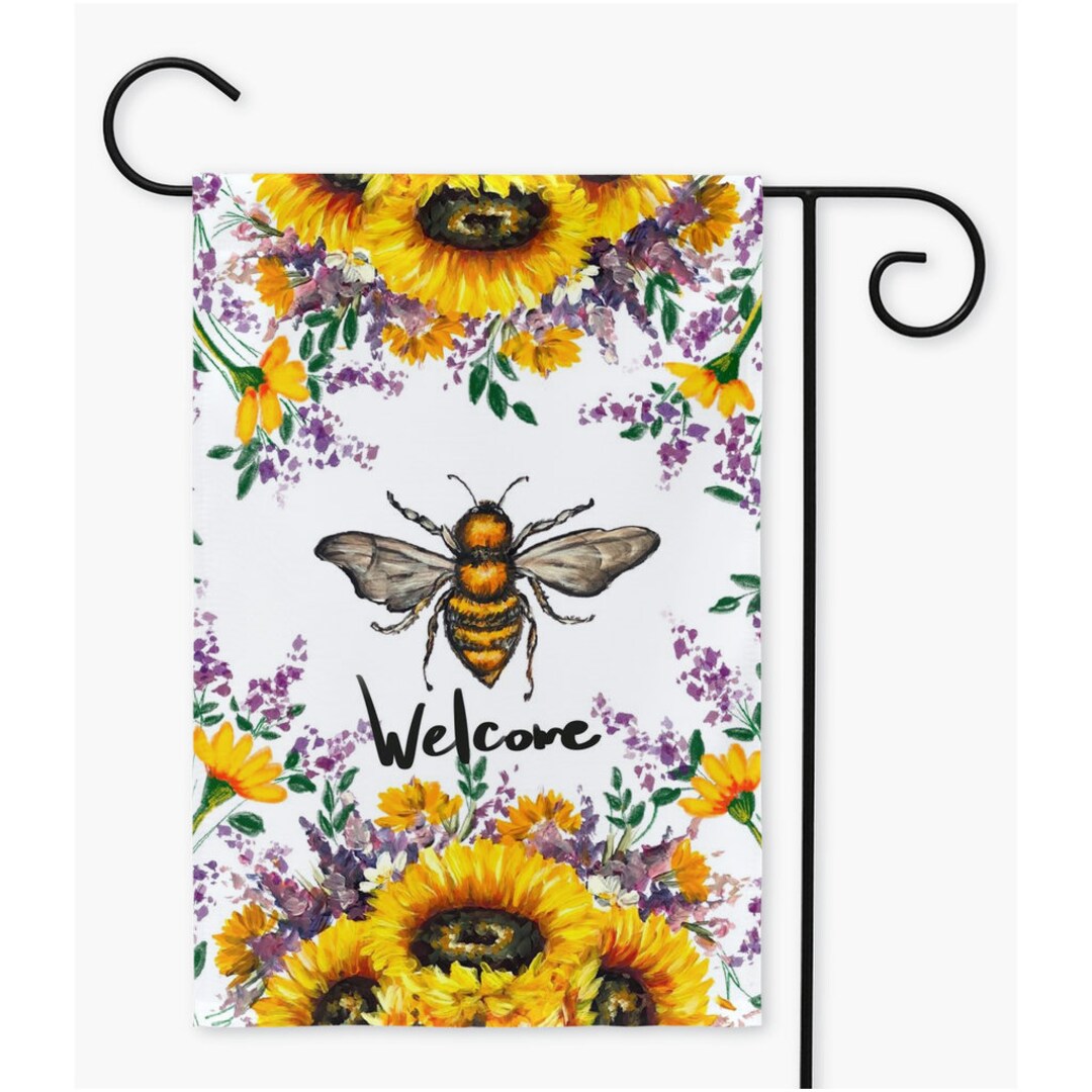 Welcome Bees Garden Flags, Yard Flag, Bees and Sunflowers, Country ...