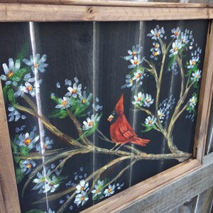 New Item!!!! Springtime Cardinal Horizontal, Window Screen, Screen Art ...