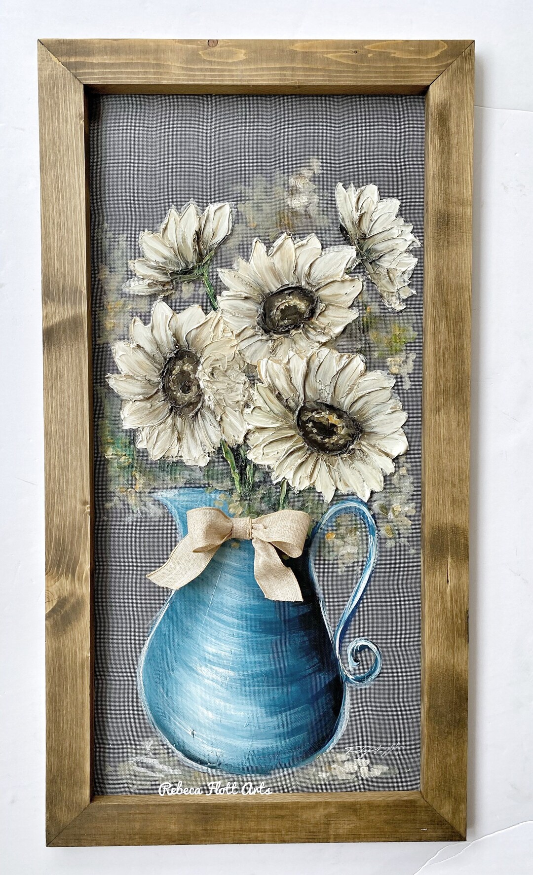 Farmhouse Rustic White Flower Painting (16x30) - Etsy