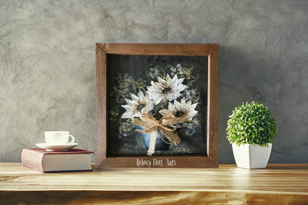 Farmhouse Rustic Art, White Flowers - Etsy