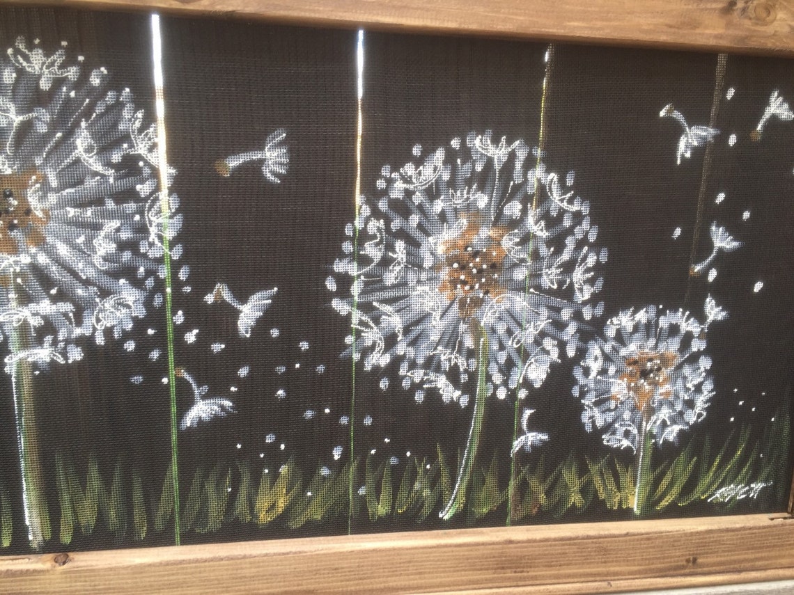 Dandelion Art Window Screen Artdandelion Gardenoutdoor - Etsy