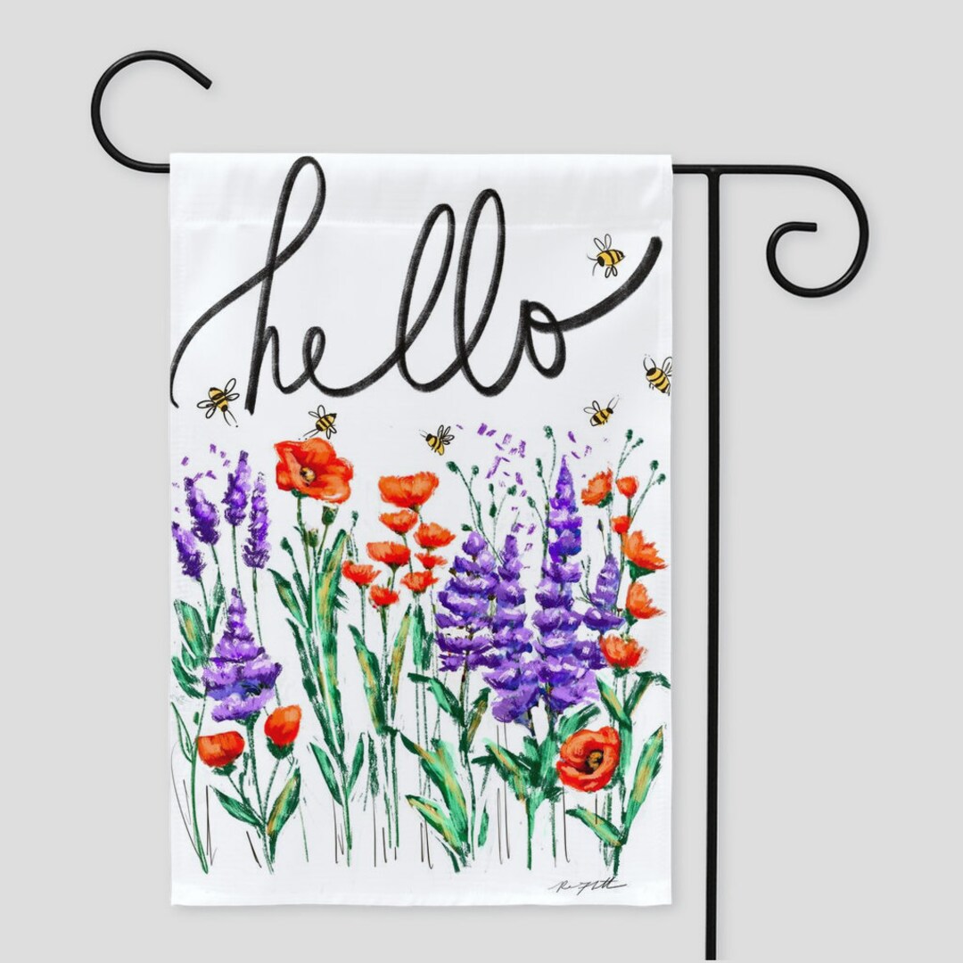 Hello Wildflowers and Bees Yard Flags, Springtime Garden Flags ...