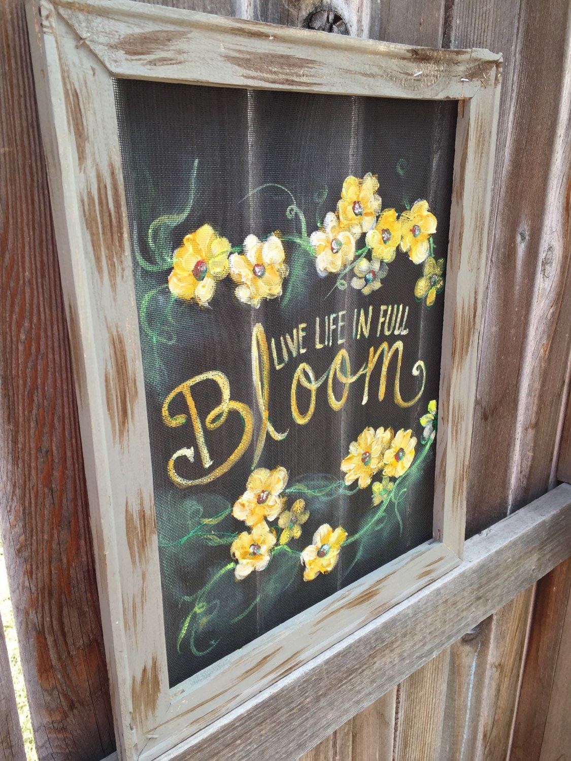 Live life in full bloom spring art yellow and gray yellow | Etsy