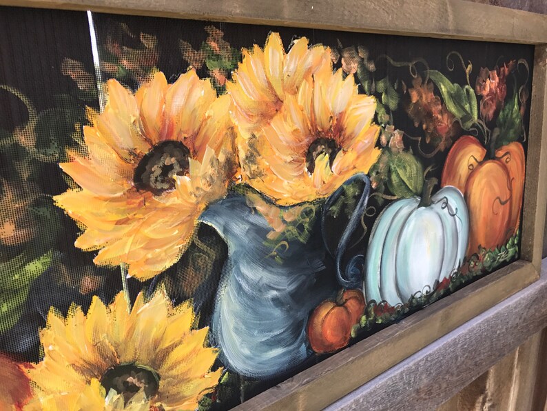 Hello October Fall Farm House Style Pumpkin With Sunflowers - Etsy