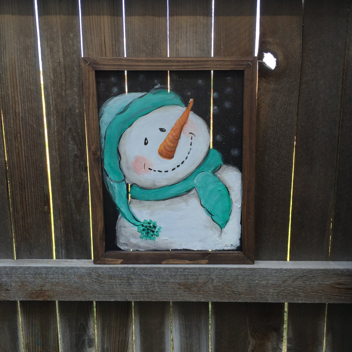 Snowman,hand Painted Window Screen,wall Art,indoor and Outdoor Art ...