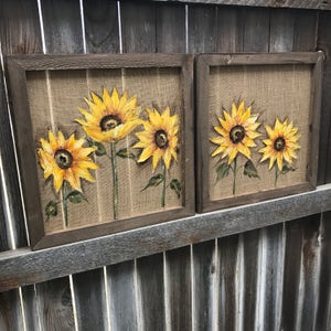 Sunflowers on Burlap Set of Two , Rustic Wall Art, Farmhouse Style ...