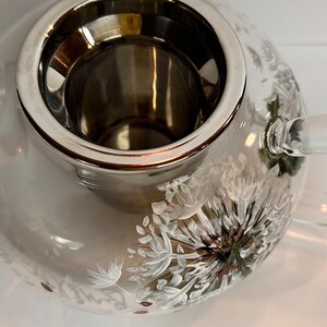 Hand Painted Dandelion on Glass Tea Pot, Stove Safe,rebeca Flott Arts ...
