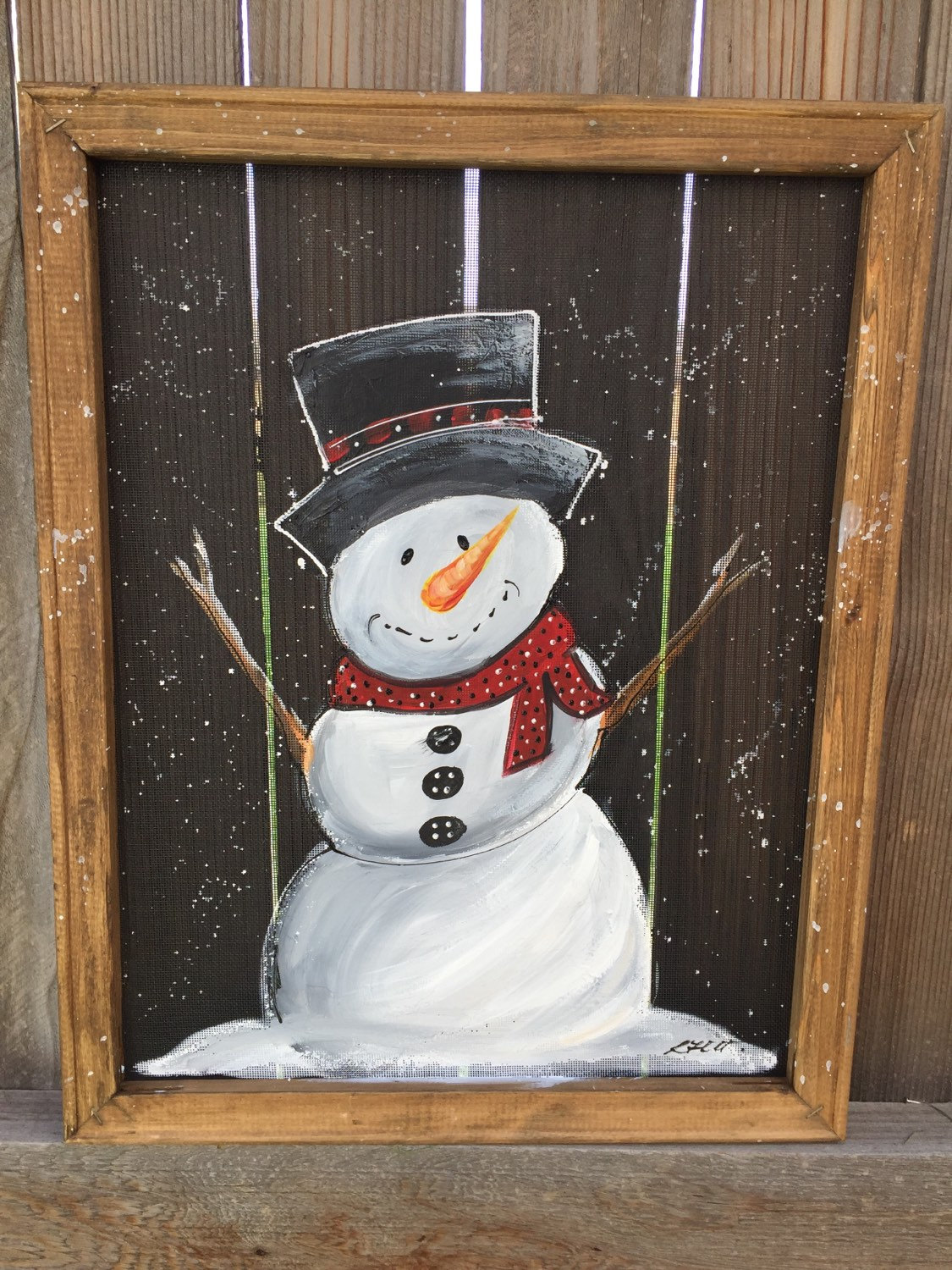 SnowmanPrimitive snowman window screen | Etsy
