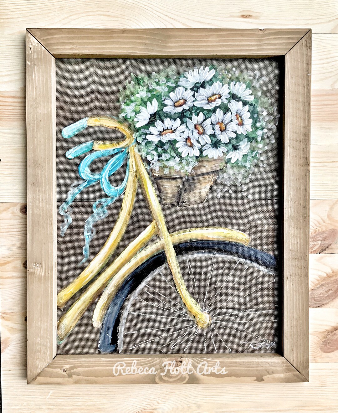 Yellow Bike With Daisies Painting (16x20) - Etsy