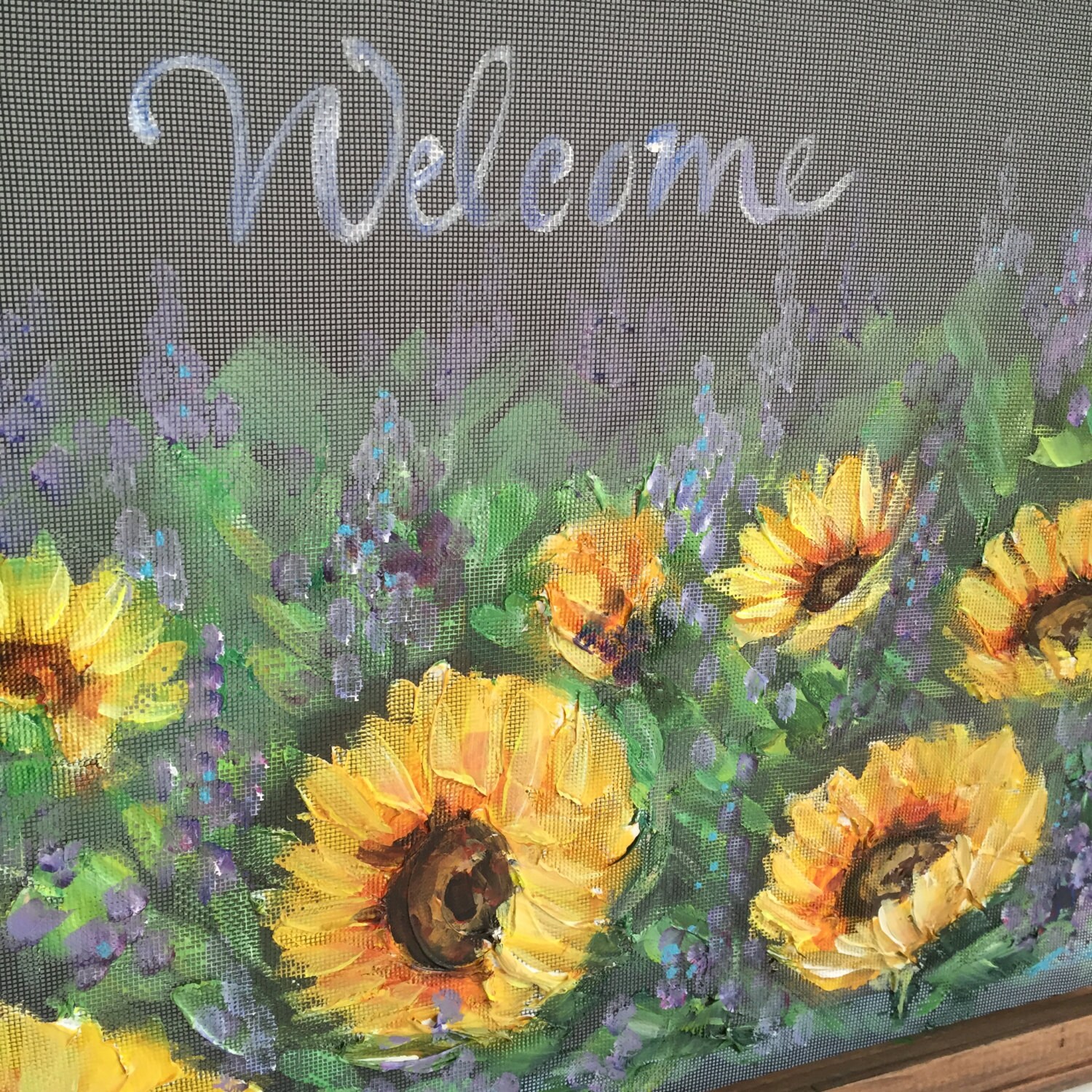 Sunflower Field Welcome Signwindow screen hand | Etsy