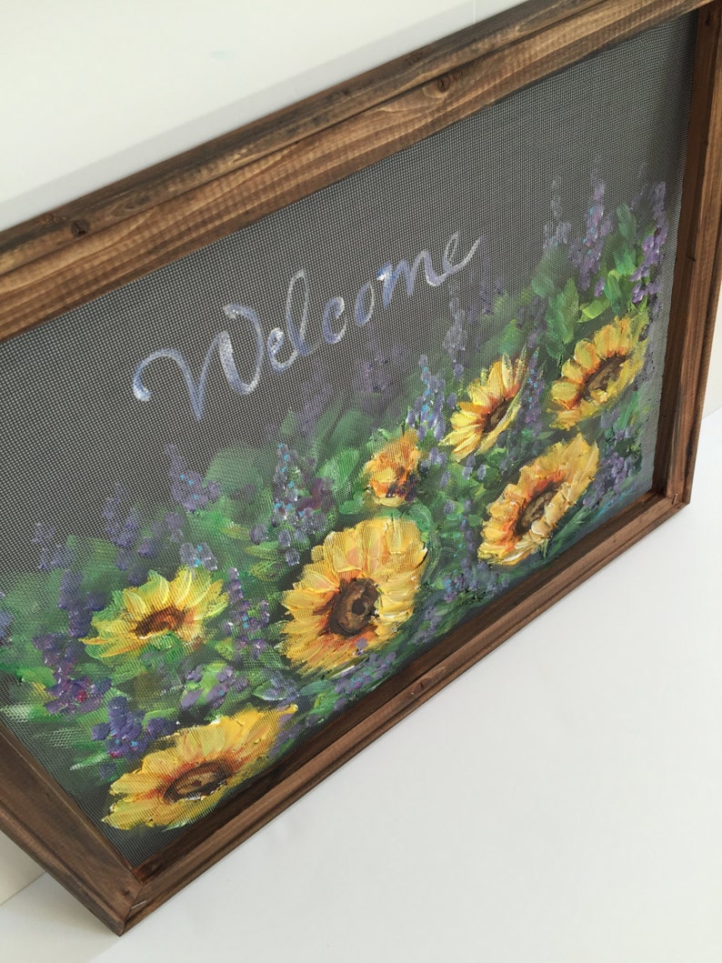 Sunflower Field Welcome Signwindow screen hand | Etsy