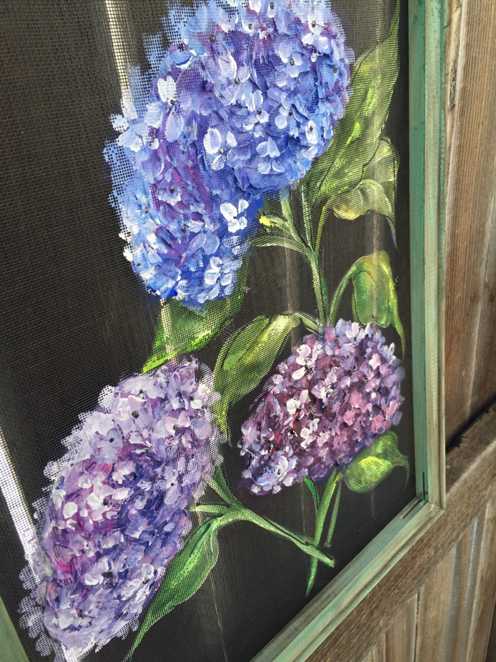 Purple Hydrangeaflowerwindow Screen Art Hand Painting - Etsy