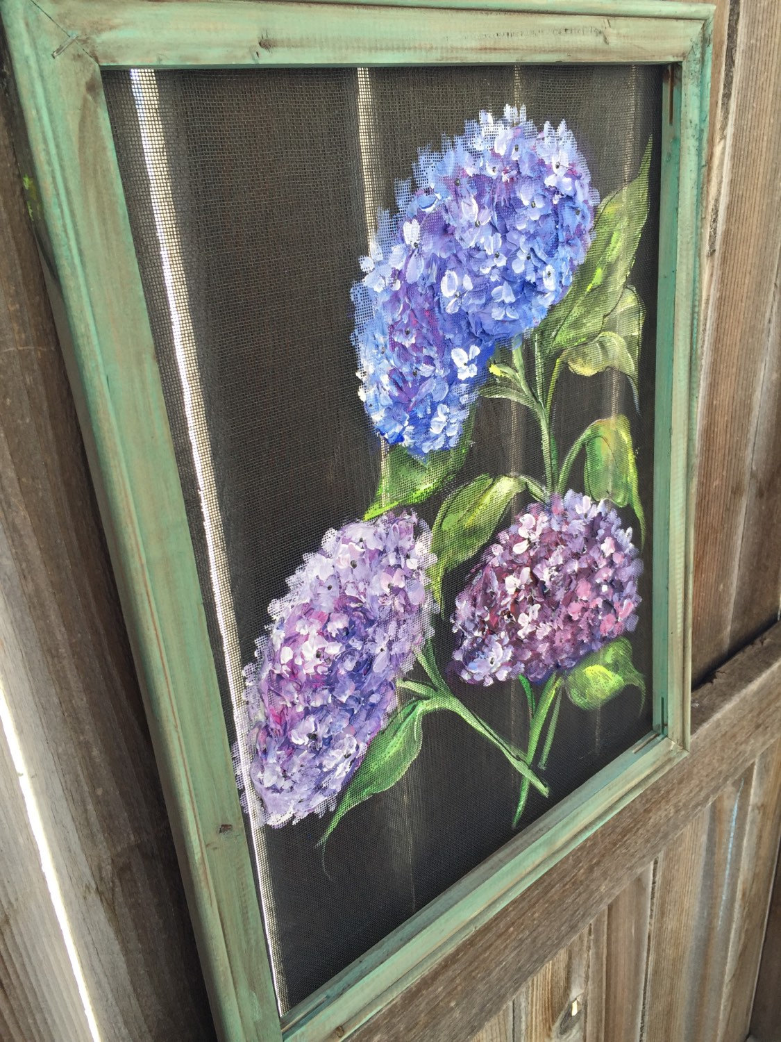 Purple Hydrangeaflowerwindow Screen Art Hand Painting - Etsy