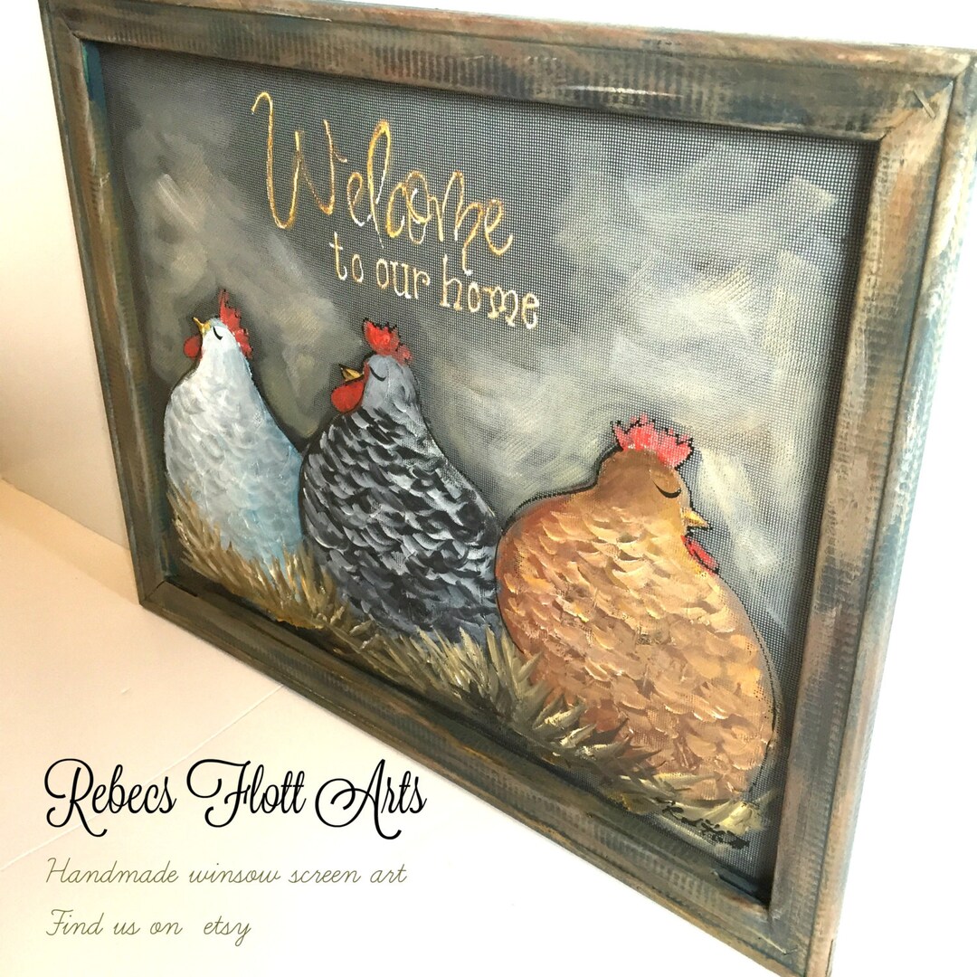 Handmade Chicken Welcome Sign: Rustic Recycled Frame Art - Etsy