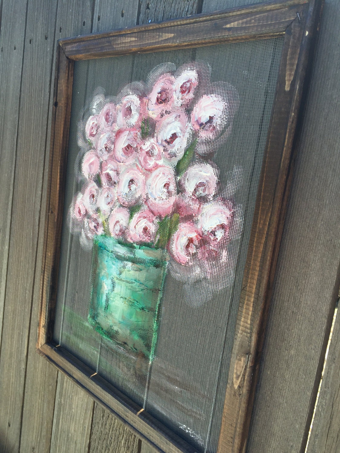 Shabby Chic Window Screen Artflowers on Window Screen indoor - Etsy