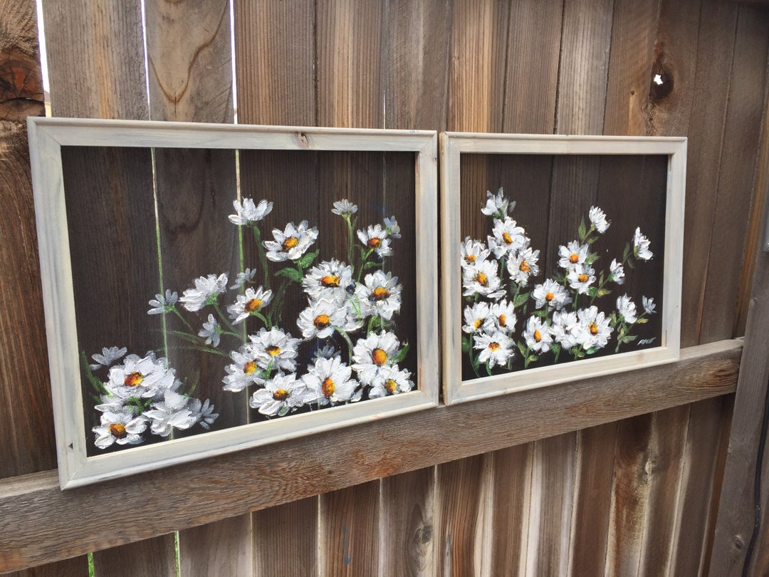 Daisy Flower Painting Set: Recycled Wood Frames, 16x20 - Etsy