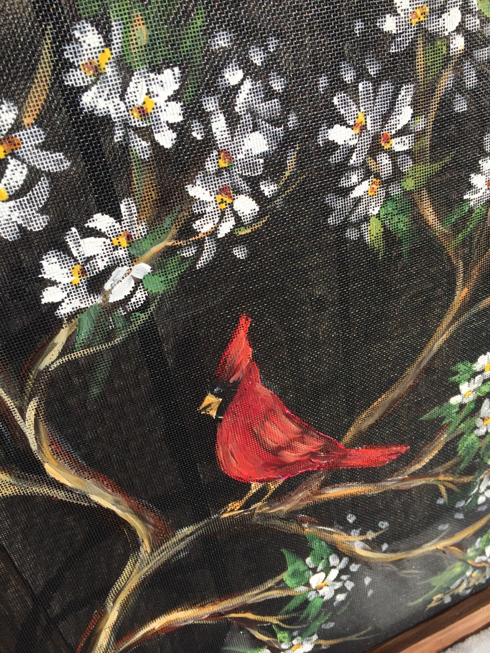 Cardinalhan Painted Cardinalwindow Screen Outdoor Cardinal - Etsy