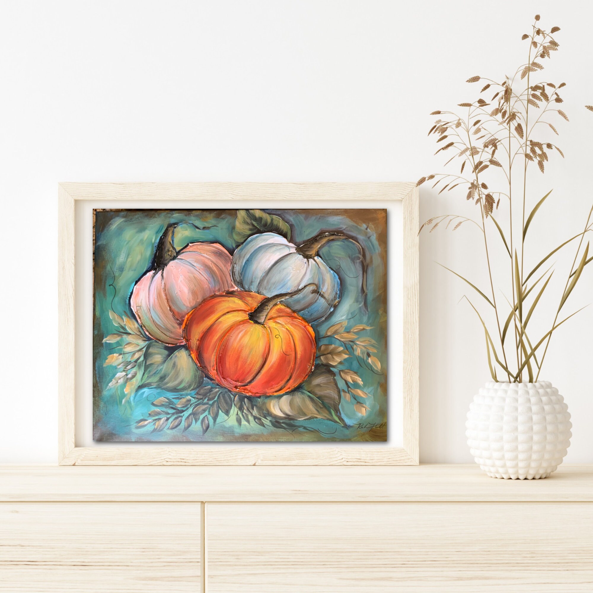 Pumpkin Fall Art, Original Art, Texture Art, Fall Decor, Prints - Etsy