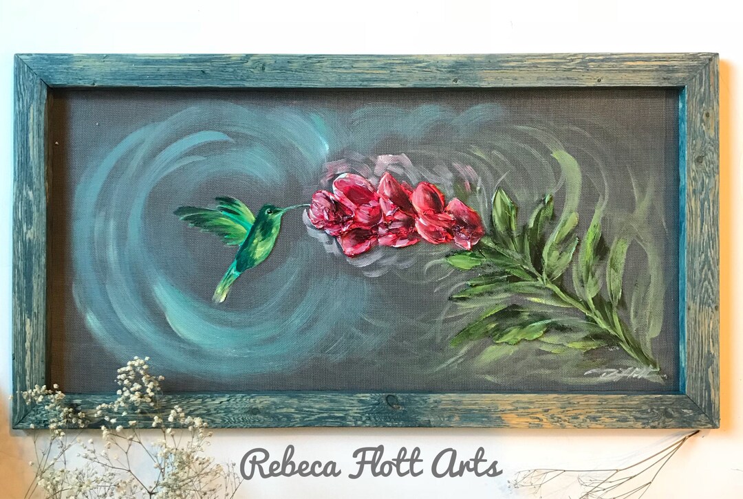 Hand-painted Hummingbird Screen Art: Rustic Porch Decor - Etsy