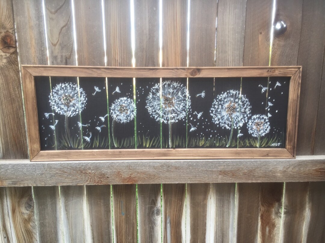 Dandelion Art, Window Screen Art,dandelion Garden,outdoor Art,wood ...