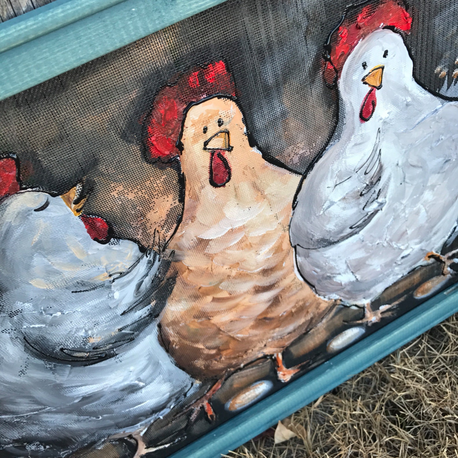 Chickens Dancing Fresh Farm Eggs Hand Painted on Wondow | Etsy