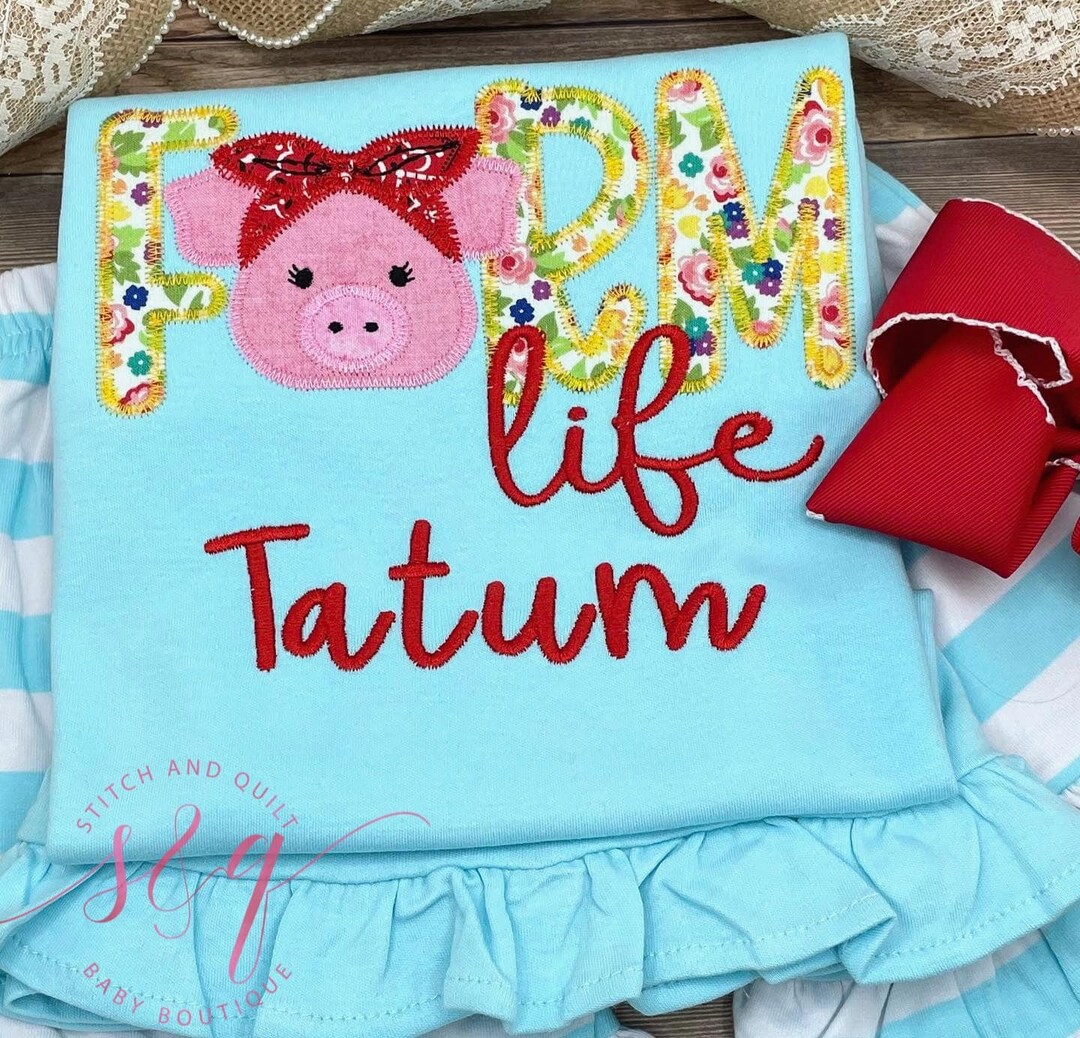 Girly & Fun Pig-inspired Aqua Ruffle Shirt for Your Little One, Pig ...