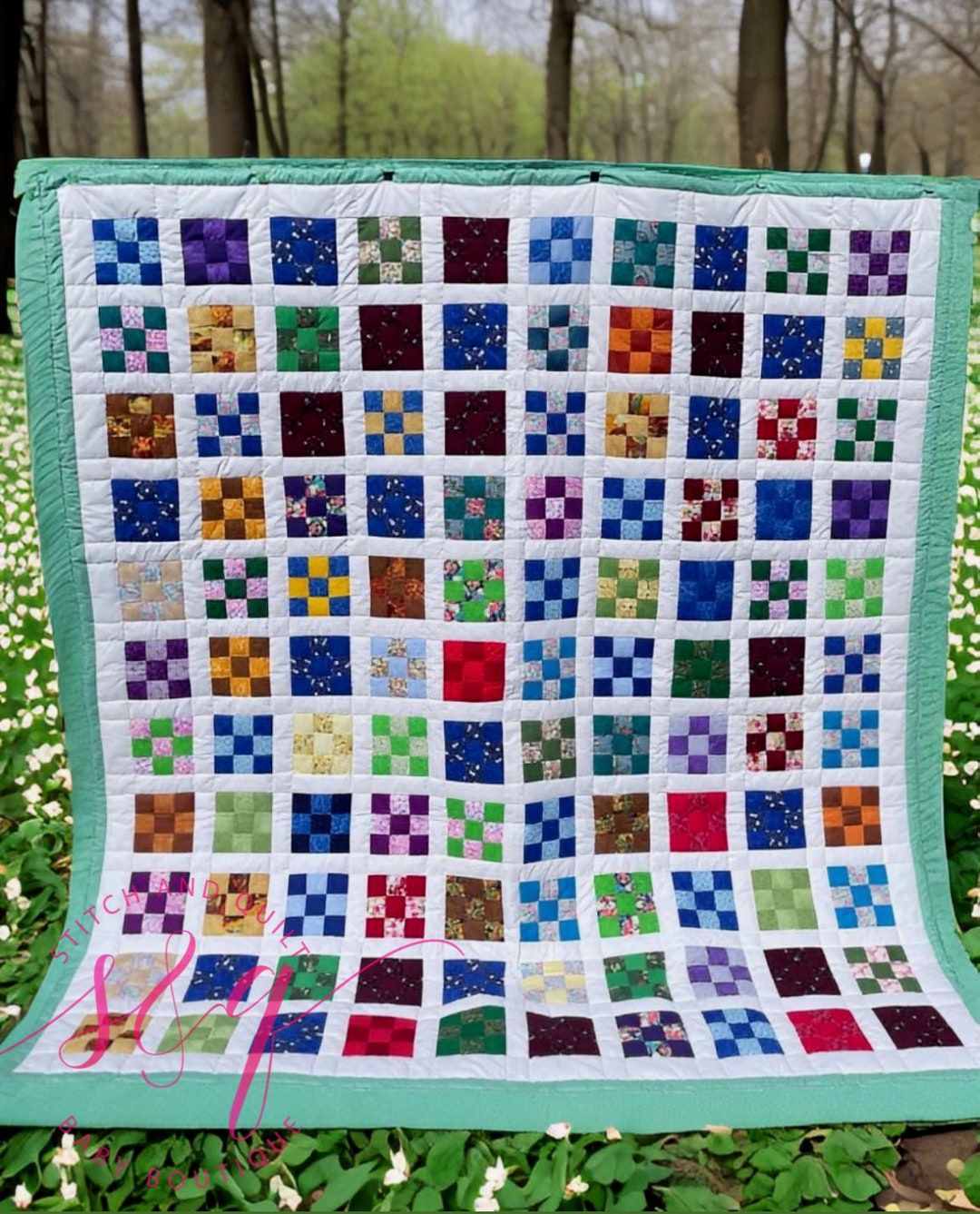 Colorful Hand Made Quilted Patchwork Queen Size Blanket, Hand Quilted ...