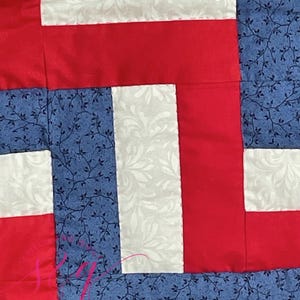 Hand Quilted Patchwork Throw Quilt - Patriotic Split Rail Design ...