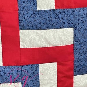 Hand Quilted Patchwork Throw Quilt - Patriotic Split Rail Design ...