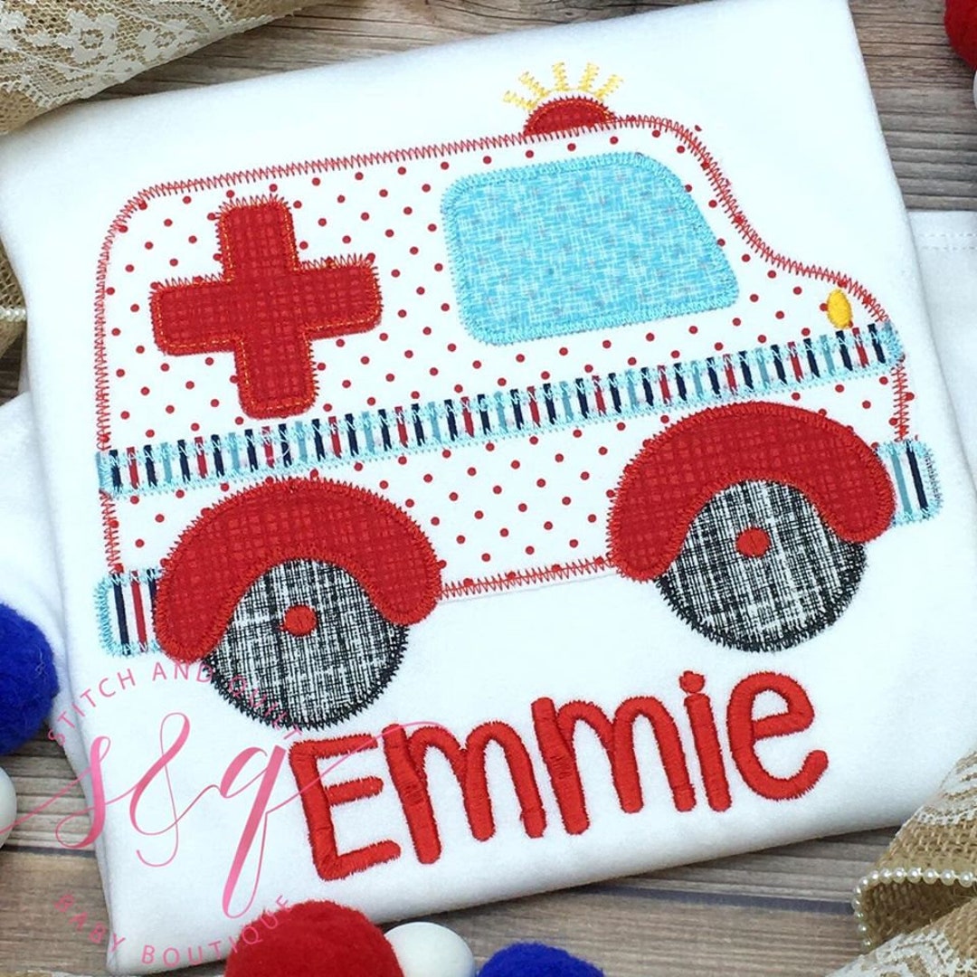 Girls Ambulance Shirt, Ruffle Shirt With Rescue Truck, Personalized ...