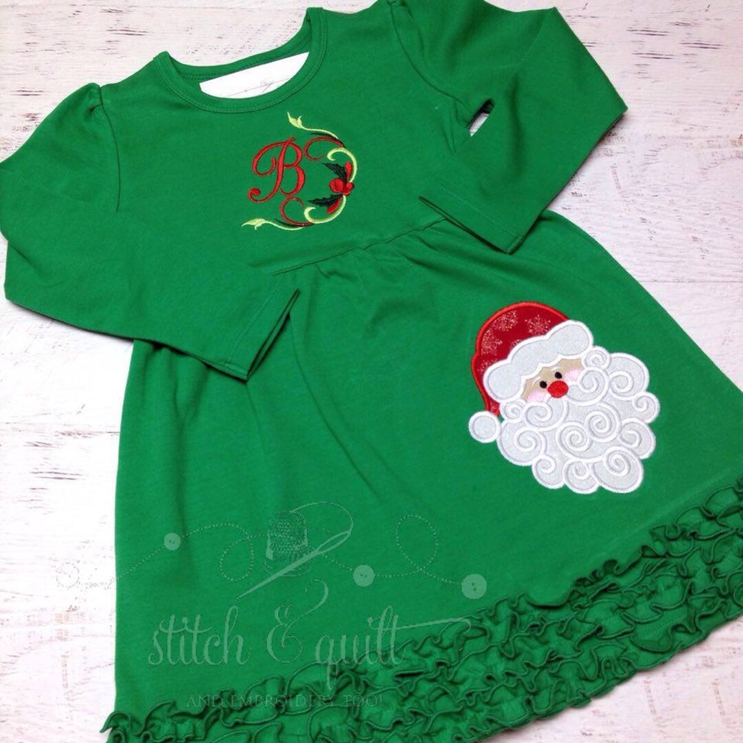 Girls Santa Christmas Dress, Green Holiday Dress for Infants, Toddlers ...